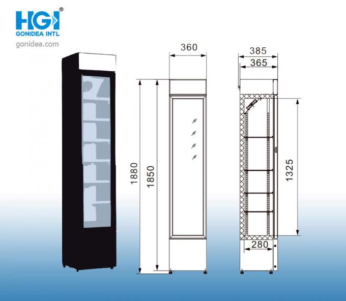 105L Drink Fridge Display Upright Showcase Cooler OEM ODM with Slim Door