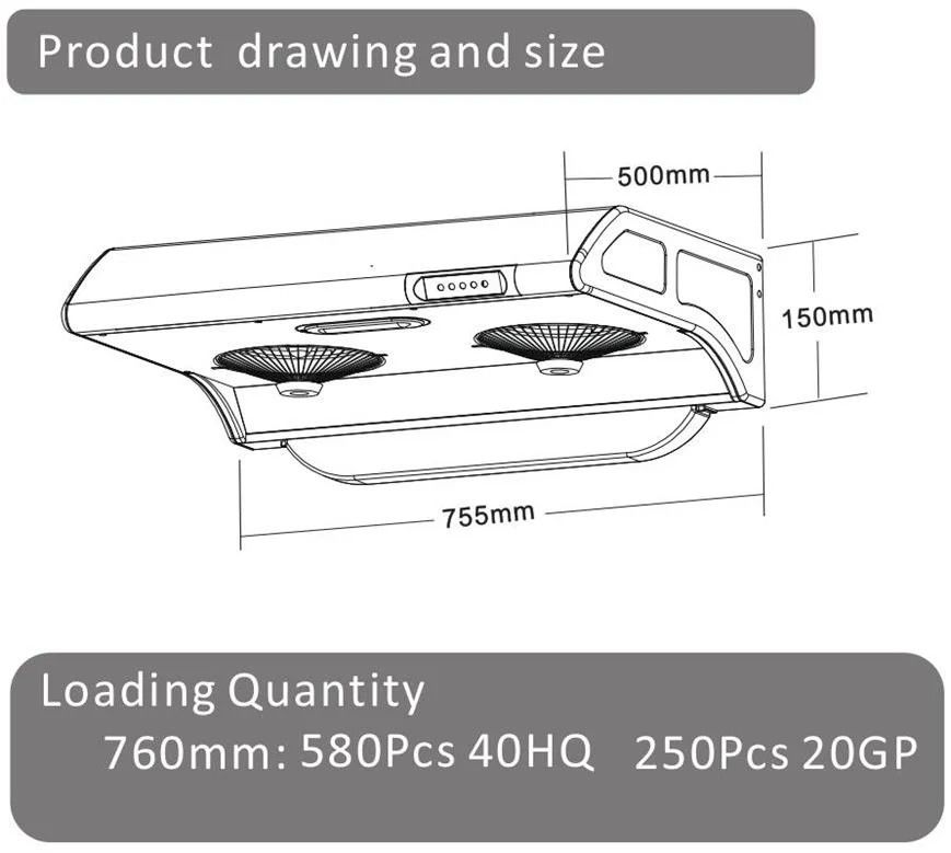 Black Stainless Steel Slim Wall Mounted Cooker Hood 90cm 60cm