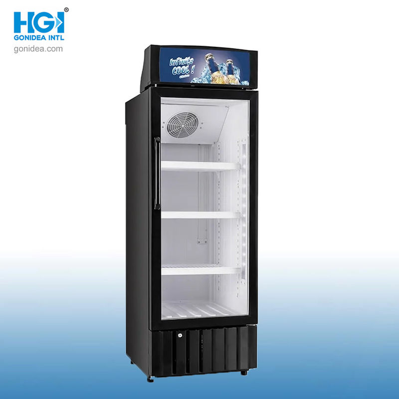 200L Single Glass Door Upright Showcase Cooler For Supermarket Beverage ...